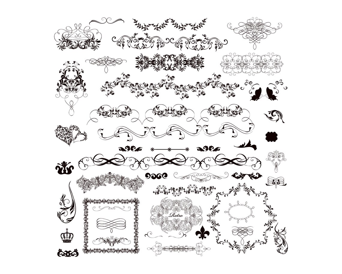 Decorative Lines SVG, Lines EPS, Banner Collection, Pattern, Line ...