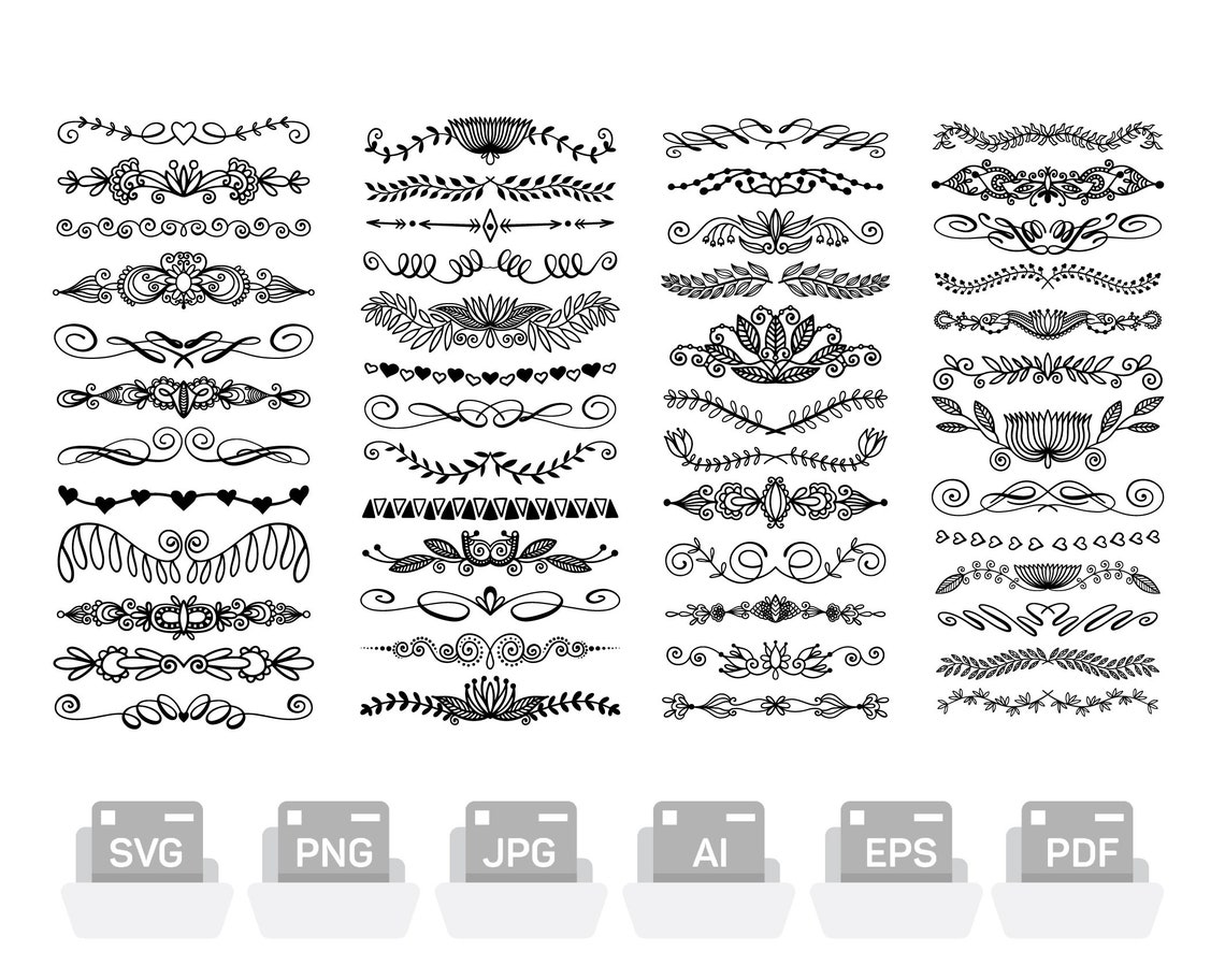 Decorative Lines SVG, Lines EPS, Banner Collection, Pattern, Line ...