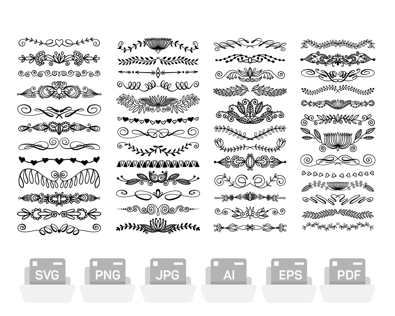 Decorative Lines SVG, Lines EPS, Banner Collection, Pattern, Line ...
