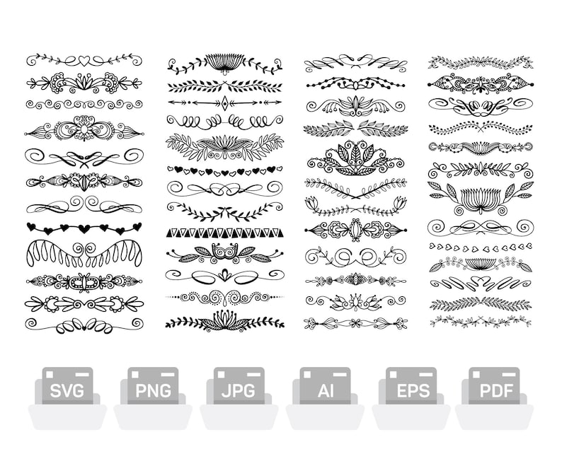 Decorative Lines SVG, Lines EPS, Banner Collection, Pattern, Line ...