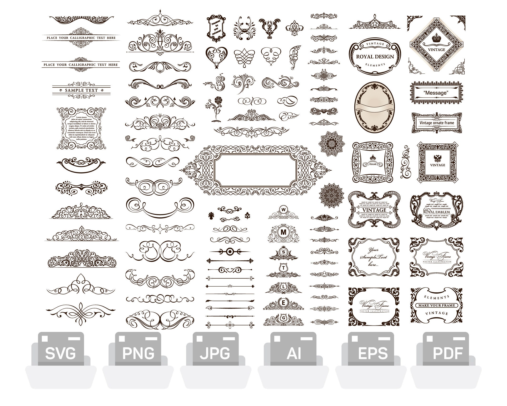 Decorative Lines SVG, Lines EPS, Banner Collection, Pattern, Line ...