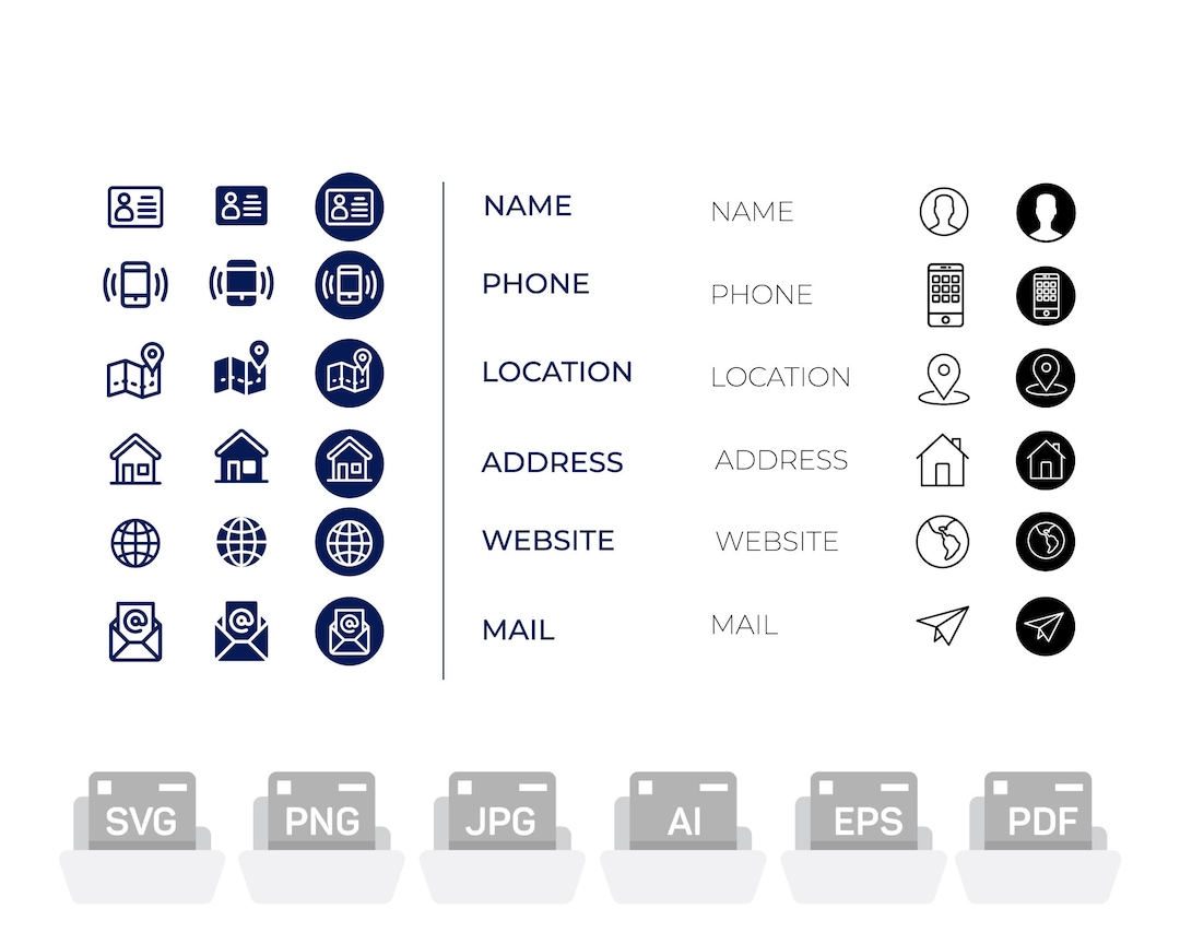 Business Card, Business Card Icons, Contact Icons, Address Icons ...