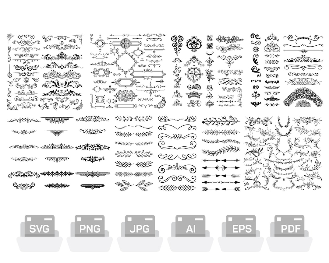 Decorative Lines, Decorative Lines SVG, Lines EPS, Lines SVG, Banner ...