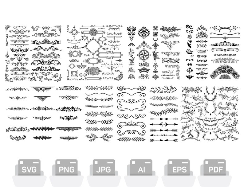 Decorative Lines, Decorative Lines SVG, Lines EPS, Lines SVG, Banner ...