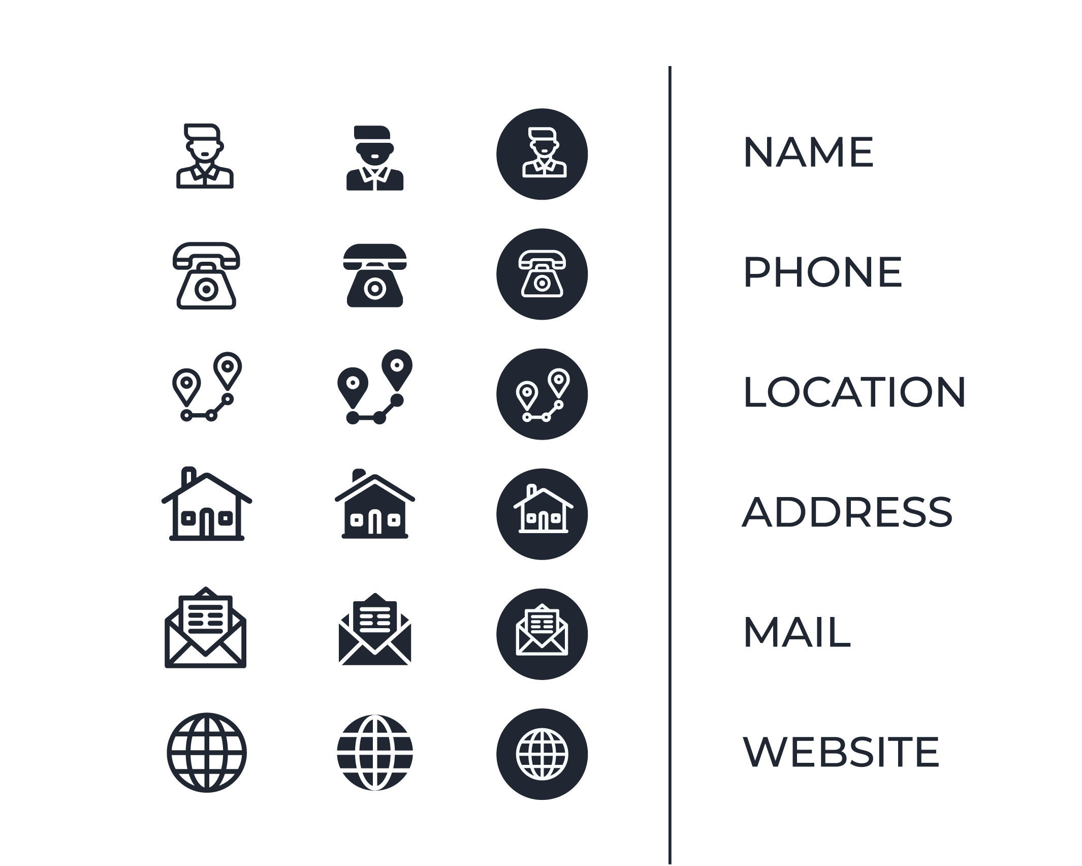 Business Card, Business Card Icons, Contact Icons, Address Icons ...