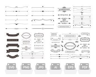 Decorative Lines SVG, Lines EPS, Banner Collection, Pattern, Line ...