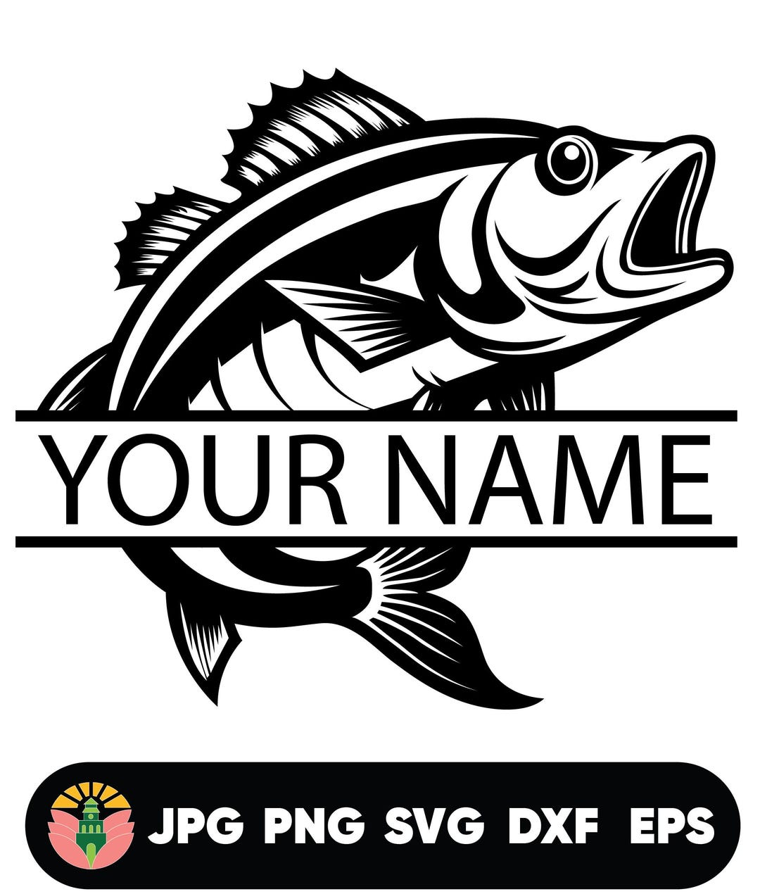 Bass Fishing Monogram Svg, Fishing Svg, Bass Name Fish Svg, Bass ...