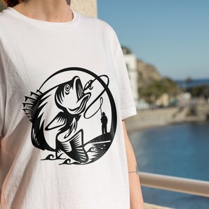 Fisherman Catching Fish Svg , Fishing Svg, Bass Fishing Svg, Cut File ...