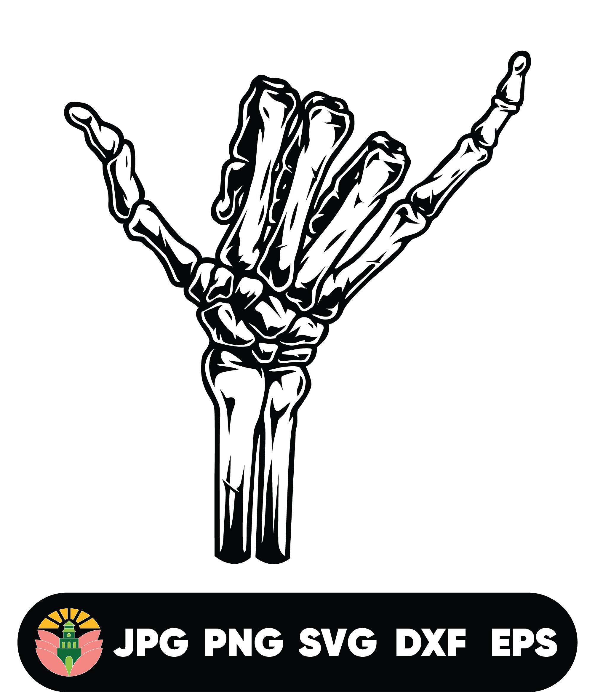 Skeleton Hand Hang Loose SVG, Skeleton Hand Silhouette, Skeleton Rock Horns Svg, Devil Horns Svg ...