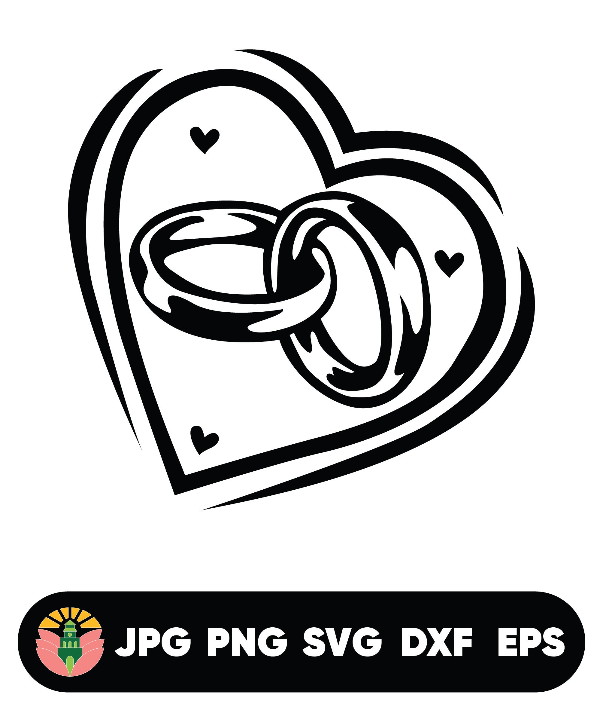 Wedding Rings Heart SVG: Love Marriage Logo (digital Download) - Etsy