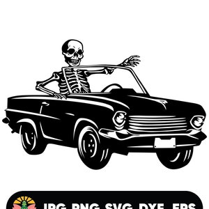 Skeleton Vintage Car Racer SVG, Hot Rod Skeleton SVG, Retro Car SVG ...