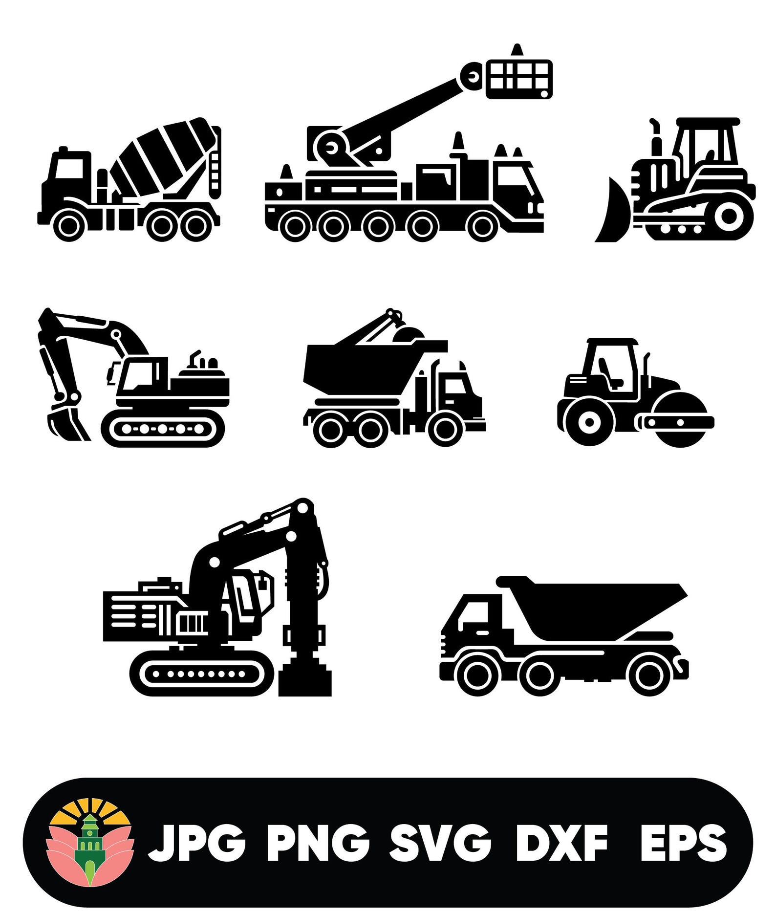 Construction Vehicles Svg, Construction SVG, Trucks Svg, Excavator Svg ...