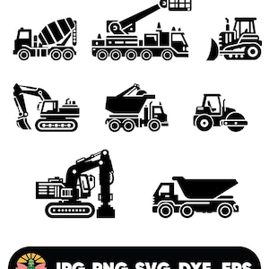 Construction Vehicles SVG Clipart: Trucks, Excavator, Dump Truck ...