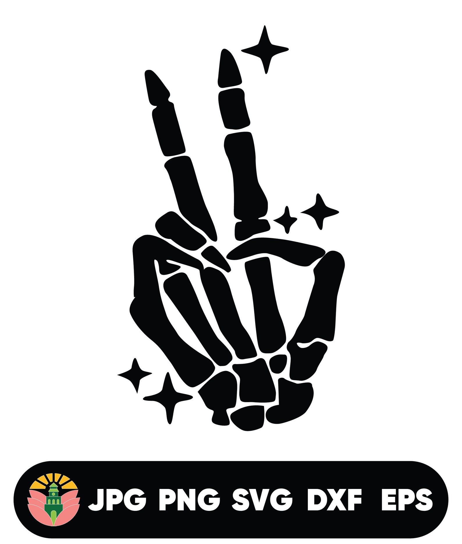 Skeleton Peace Sign Hand SVG: Halloween Vector Clipart (digital ...