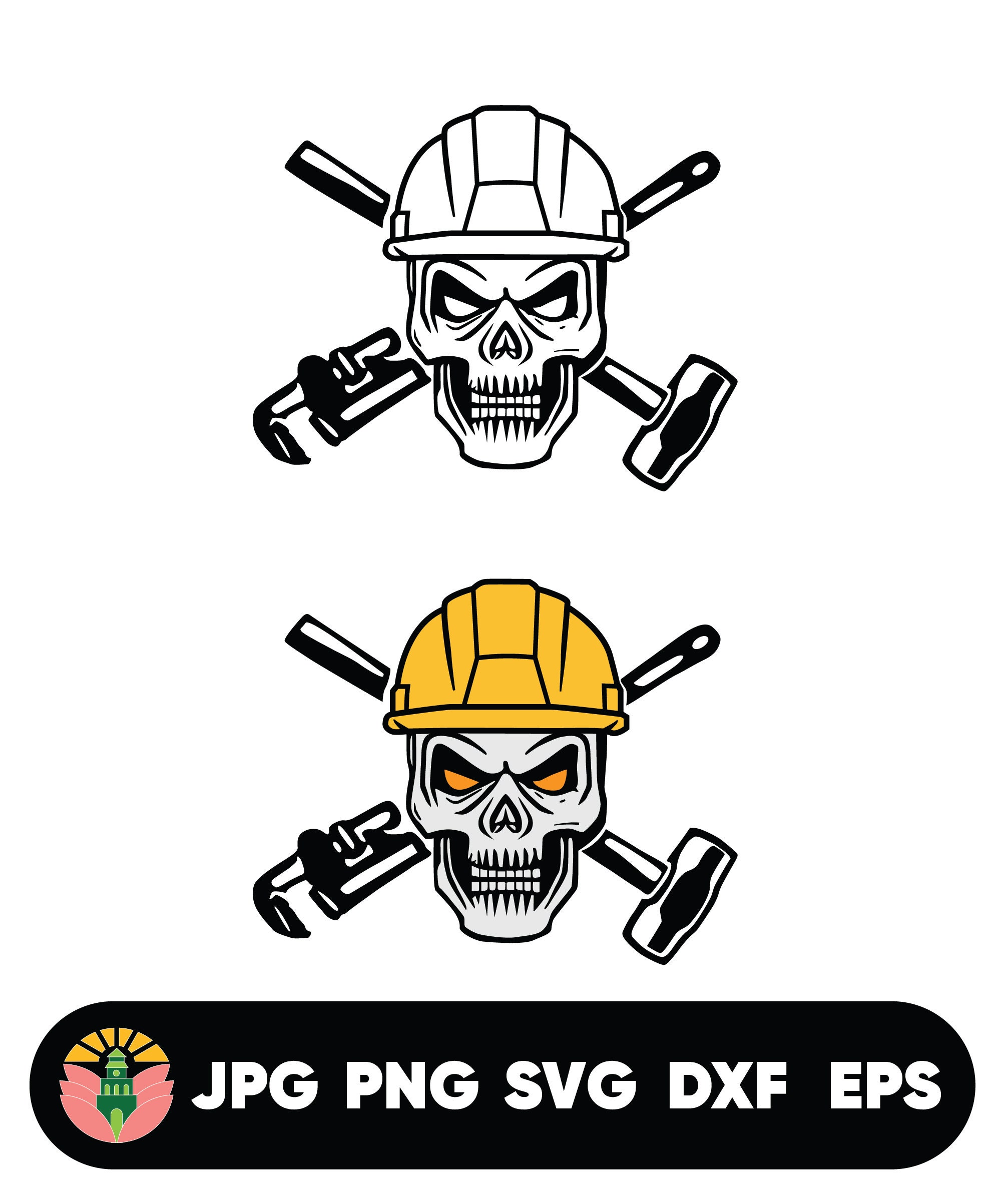 Skull With Hard Hat Svg, Construction Svg , Engineer Svg , Construction ...