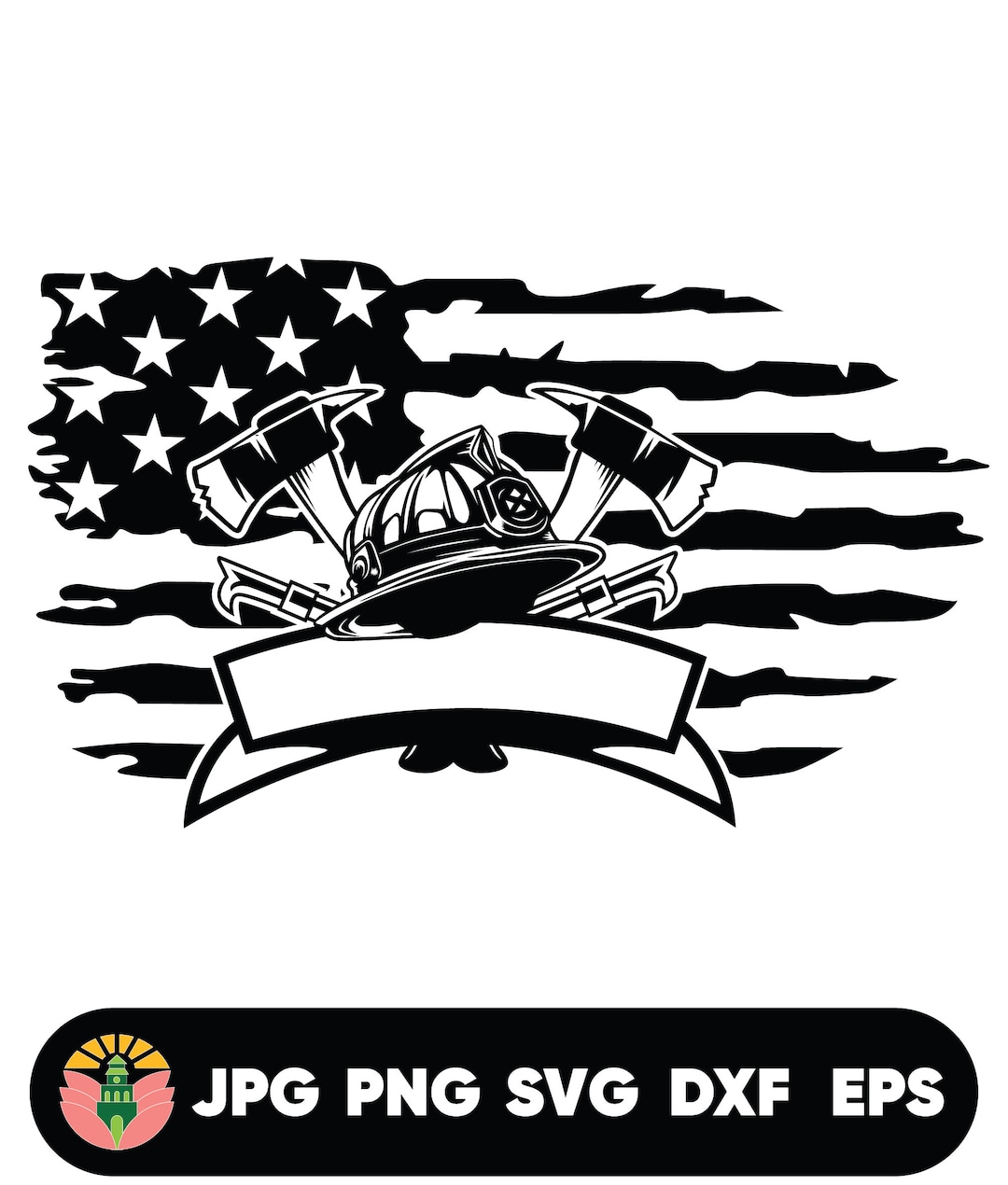 US Flag Firefighter Tools SVG: Fireman Helmet, Axe (digital File) - Etsy