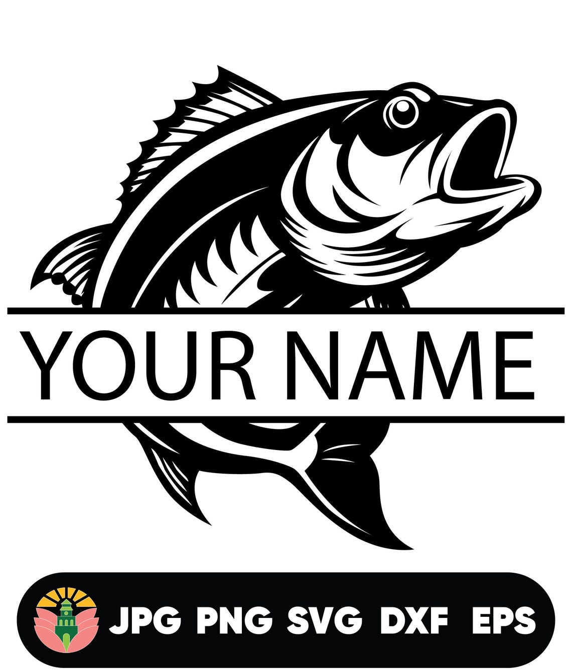 Bass Fishing Monogram SVG: Fish Hook Clipart Vector (cut File) - Etsy