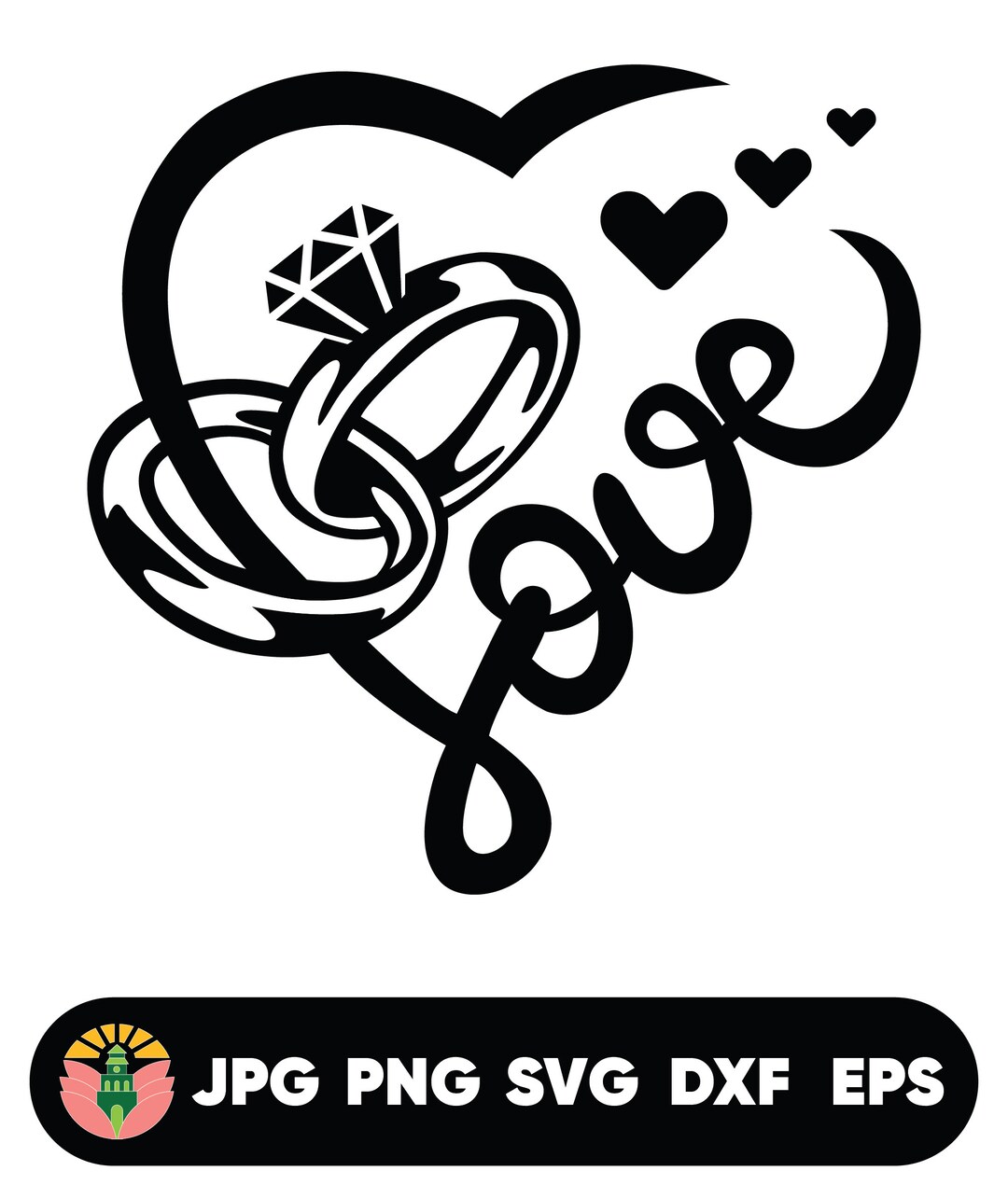 Wedding Rings Heart SVG: Love & Marriage Design (digital Download) - Etsy