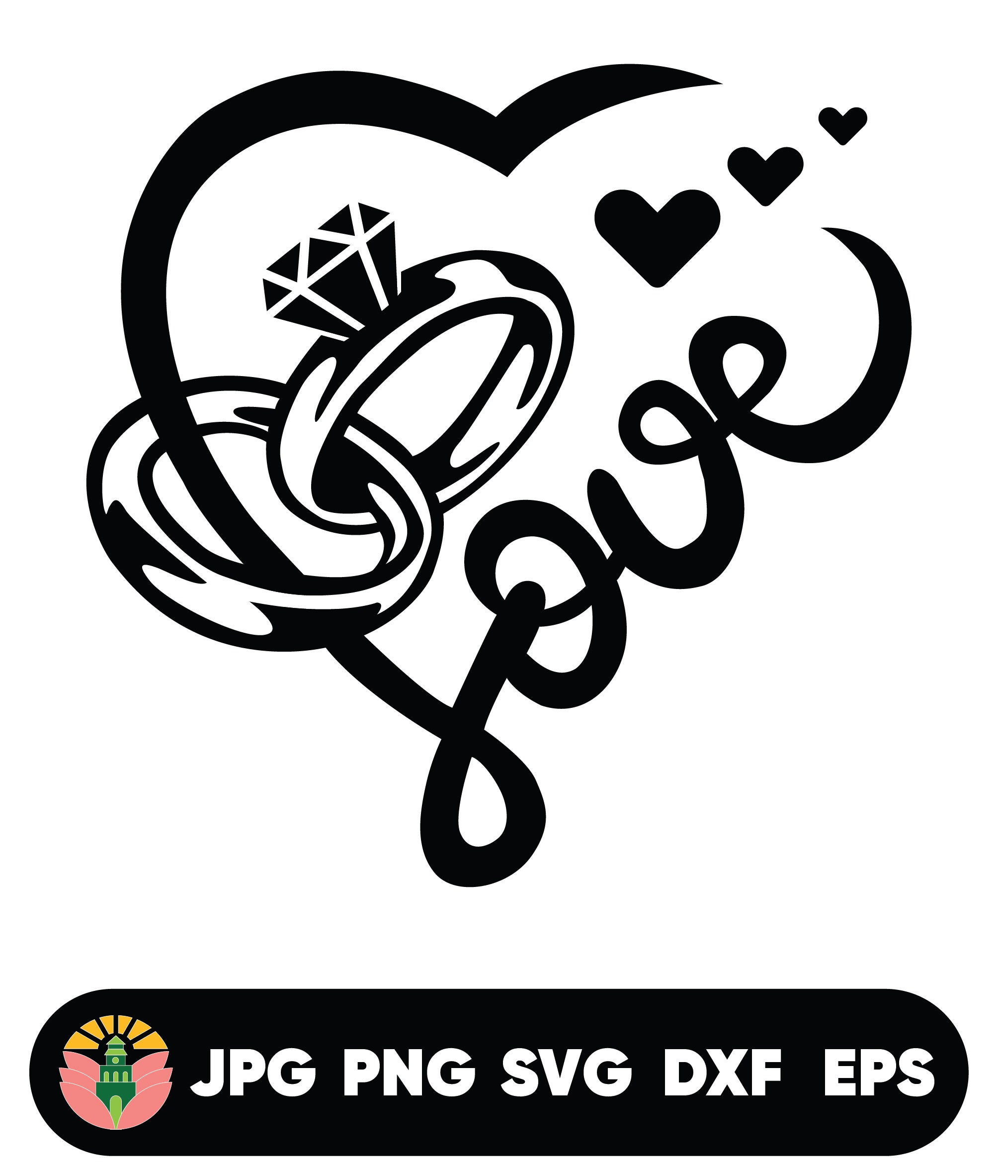 Wedding Rings Heart SVG: Love & Marriage Design (digital Download) - Etsy
