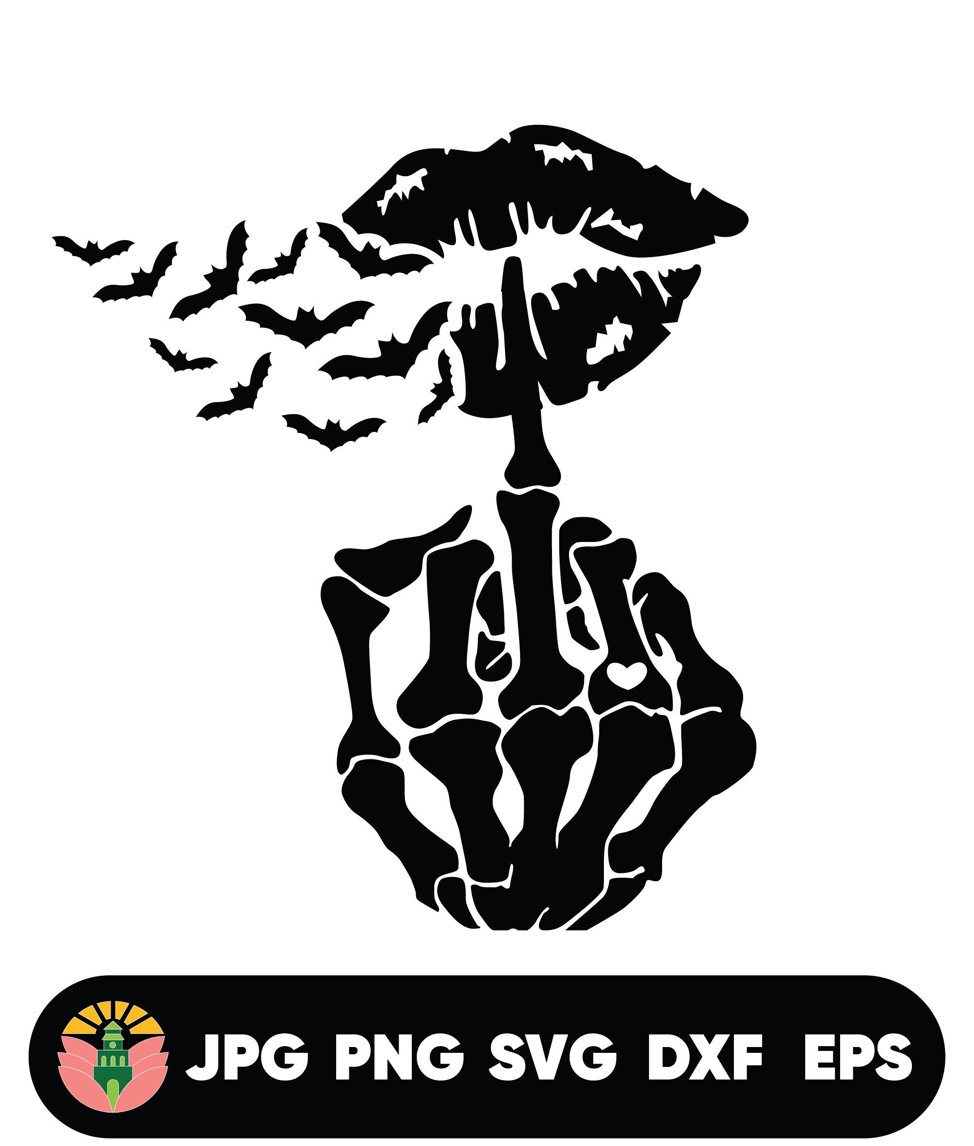 Middle Finger Skeleton SVG: Bats & Lips Graphic (digital Download) - Etsy
