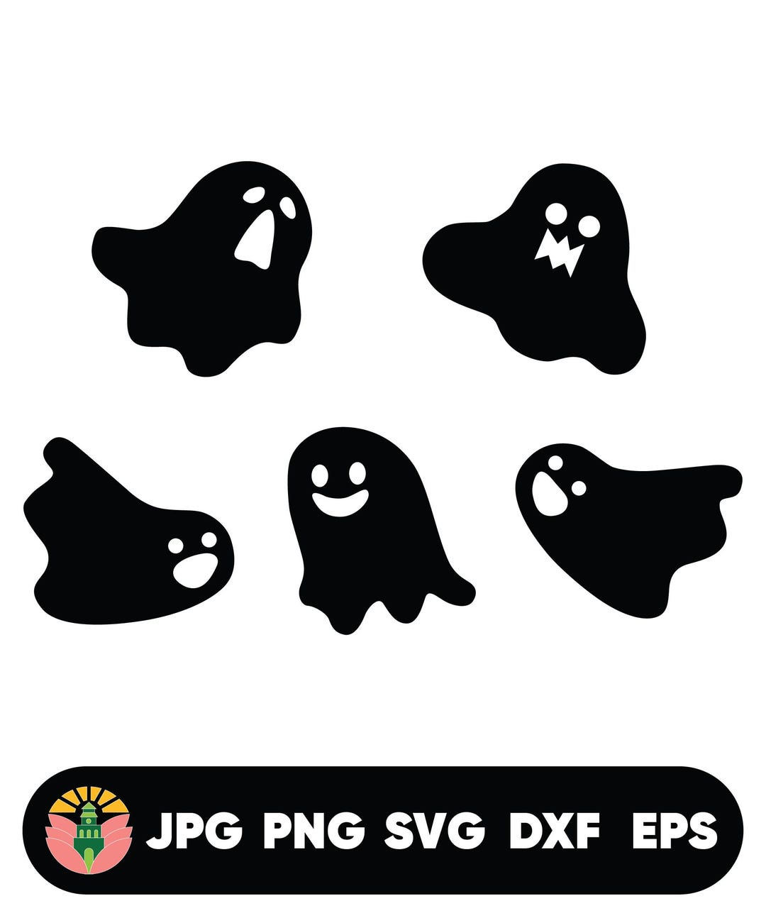 Halloween Ghosts Bundle SVG, Ghost Bundle Svg, Cute Ghost Clipart ...