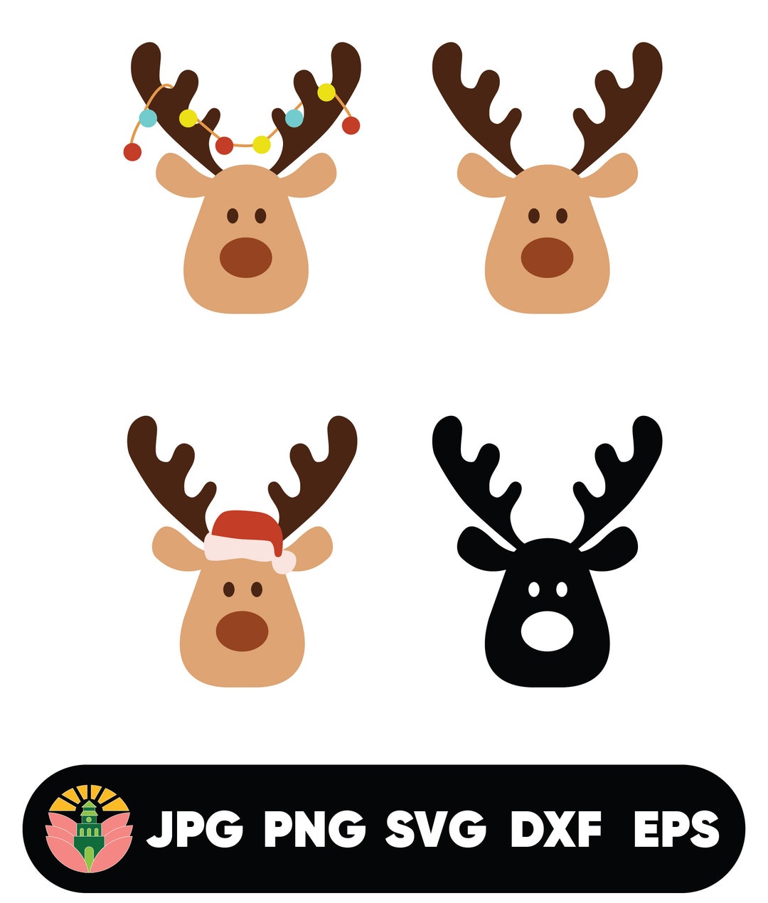 Reindeer Faces Svg,christmas Reindeer Face SVG Bundle,reindeer Svg,girl ...