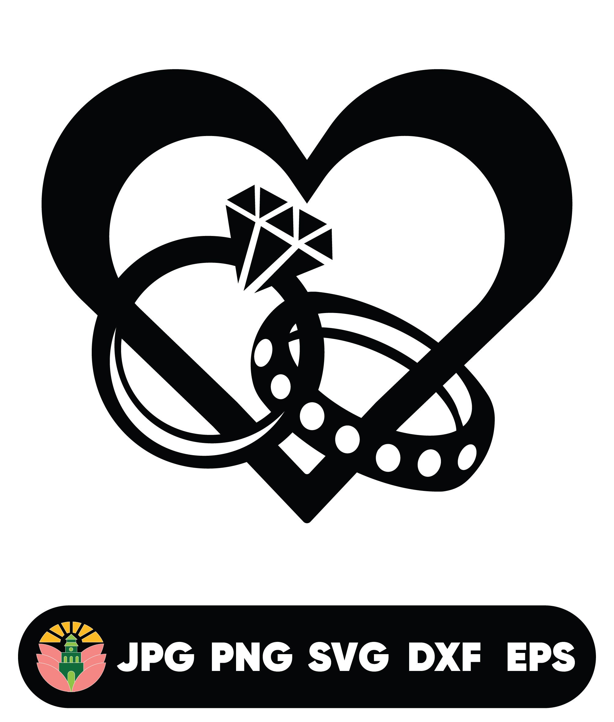 Wedding Rings Heart SVG: Love & Marriage Logo (digital Download) - Etsy