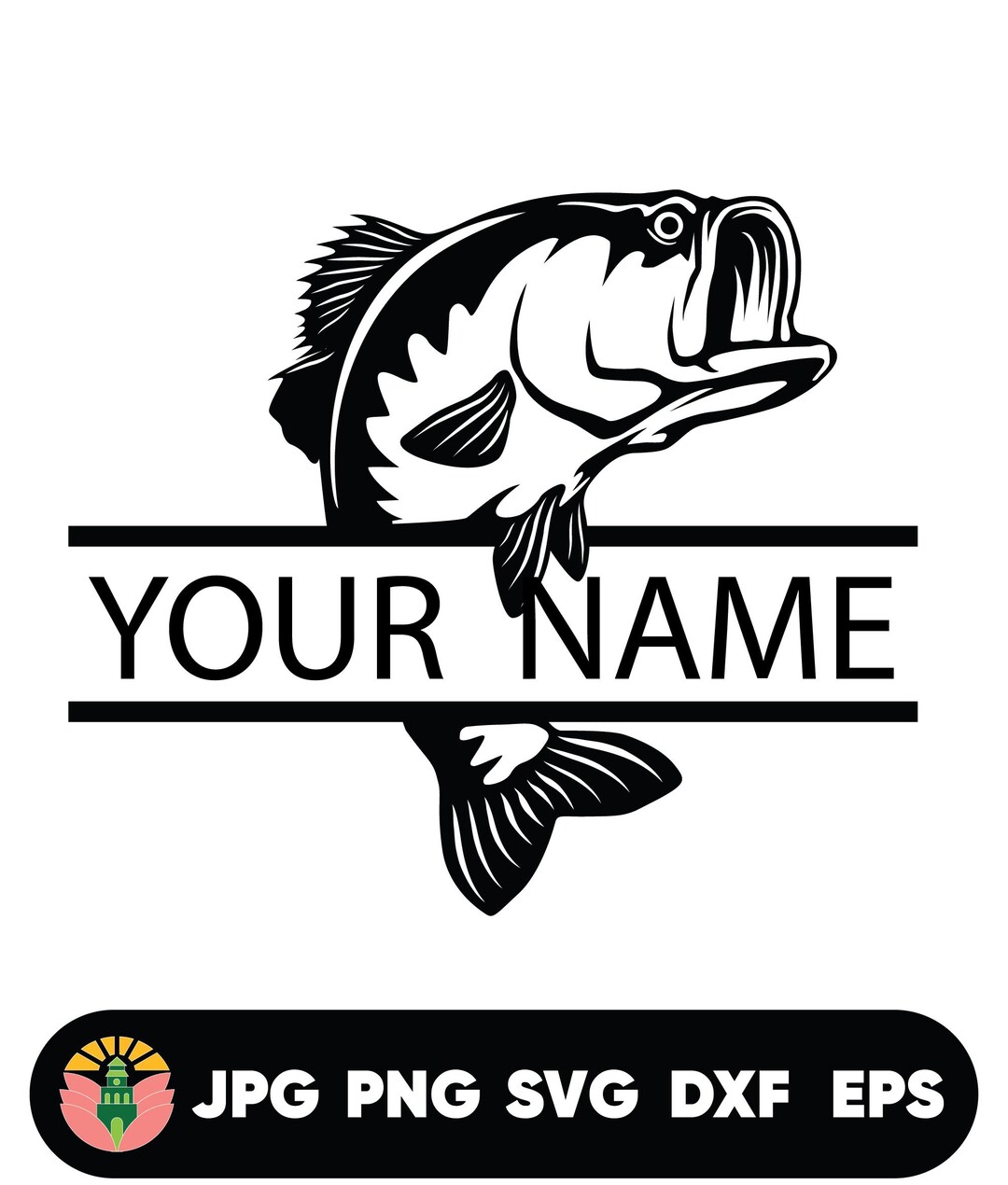 Bass Fishing Monogram SVG: Fish Hook Clipart, Cricut Cut File - Etsy