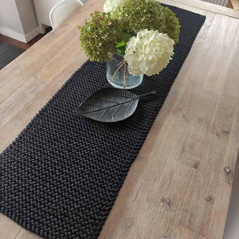 Knitted Table Runner, Modern Table Runner, Boho Table Decor, Gift for ...