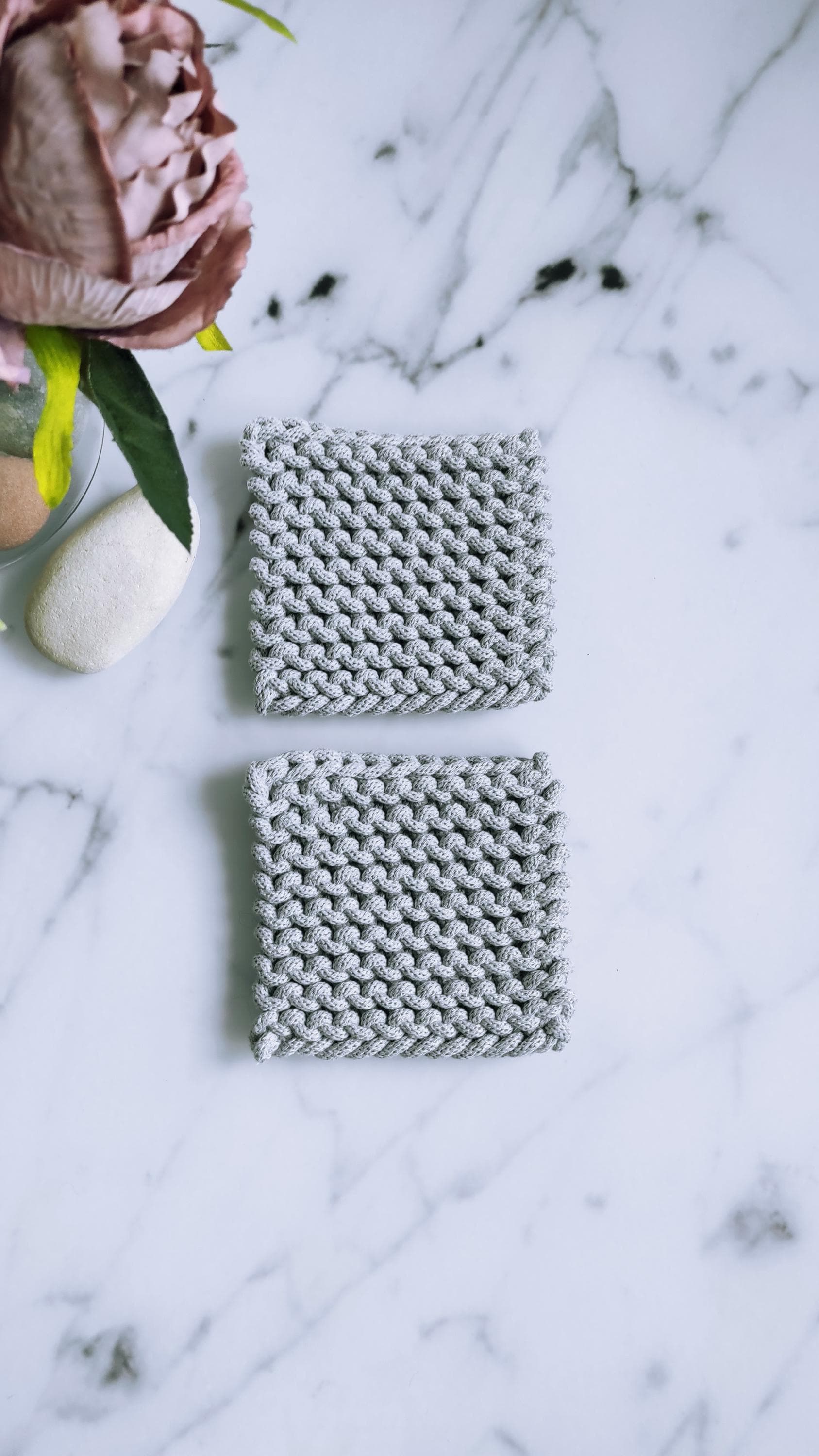 Easy Knit Coaster Pattern, Square Pot Holder Tutorial, Perfect Housewarming Gift - Etsy