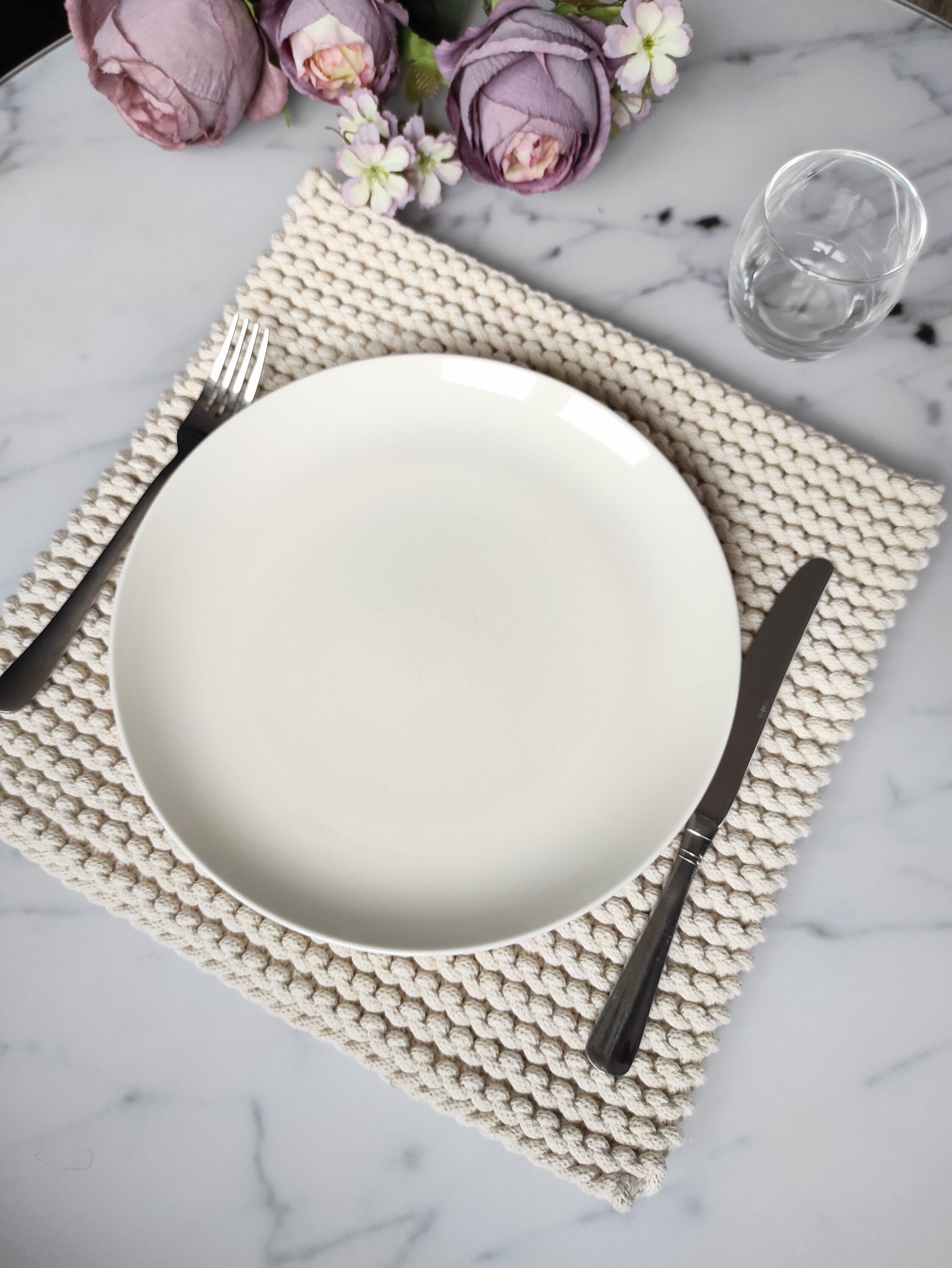 Plecemat Knitting Pattern Square Cotton Table Mat Pdf Pattern - Etsy