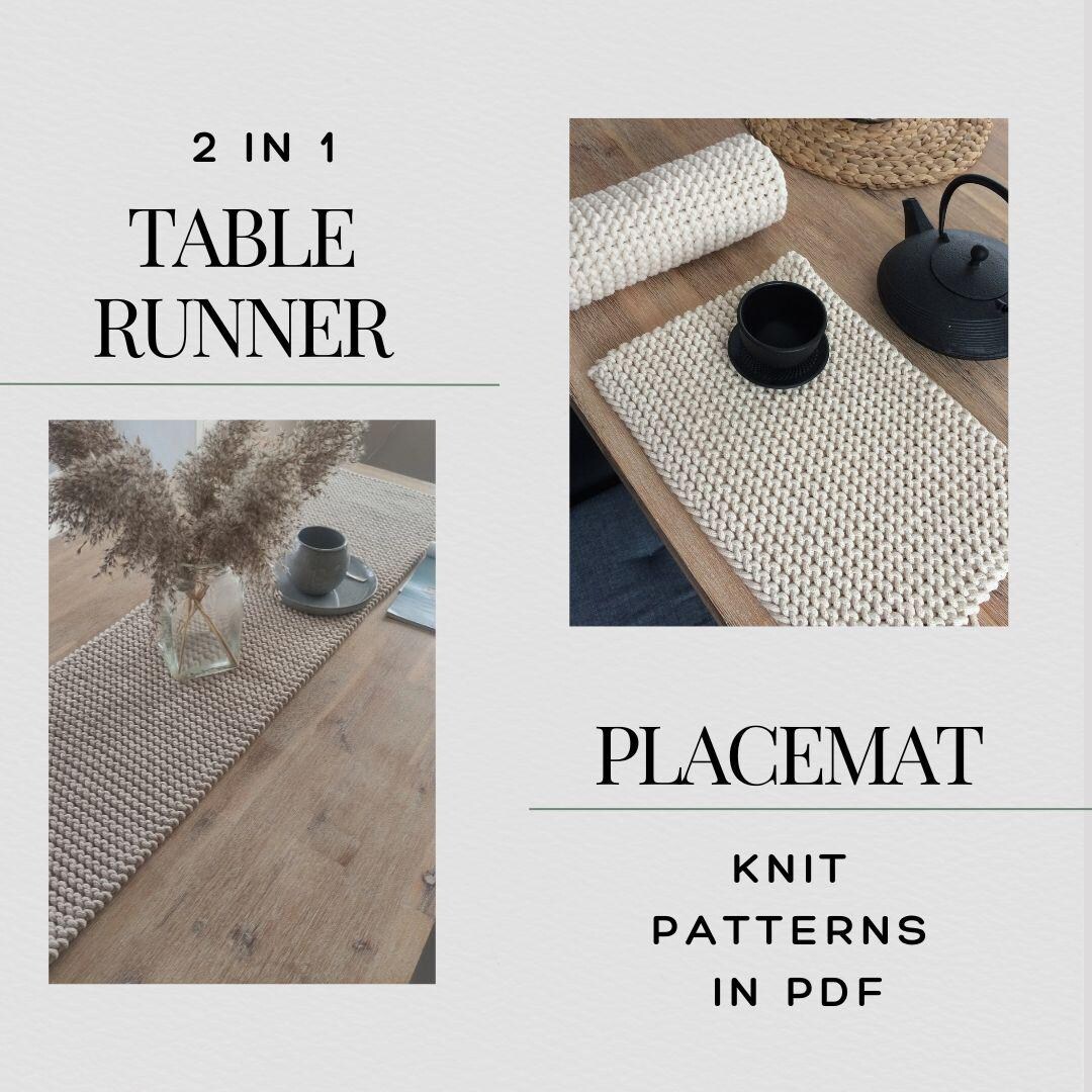 Table Runner Knitted Pattern, PDF for Knitted Placemat Pattern ...