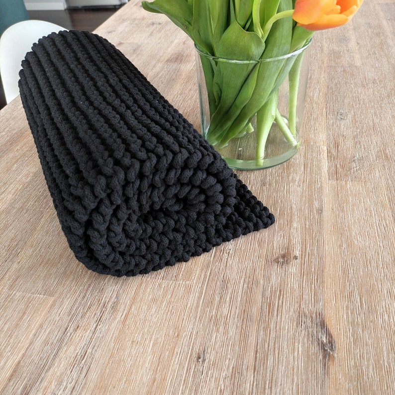 Knitted Table Runner, Modern Table Runner, Boho Table Decor, Gift for ...