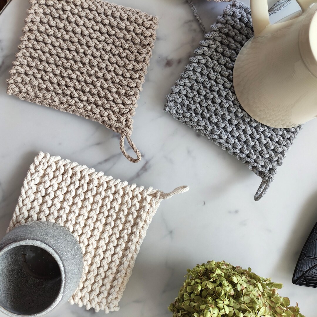 Easy Knit Coaster Pattern: Square Potholder Tutorial (PDF Pattern) - Etsy