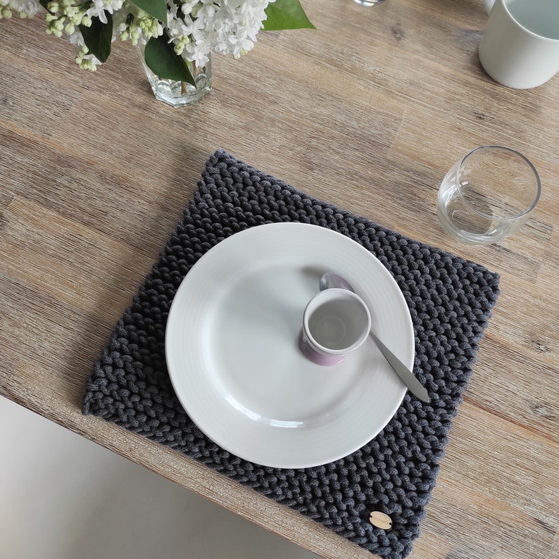 Plecemat Knitting Pattern Square Cotton Table Mat Pdf Pattern - Etsy