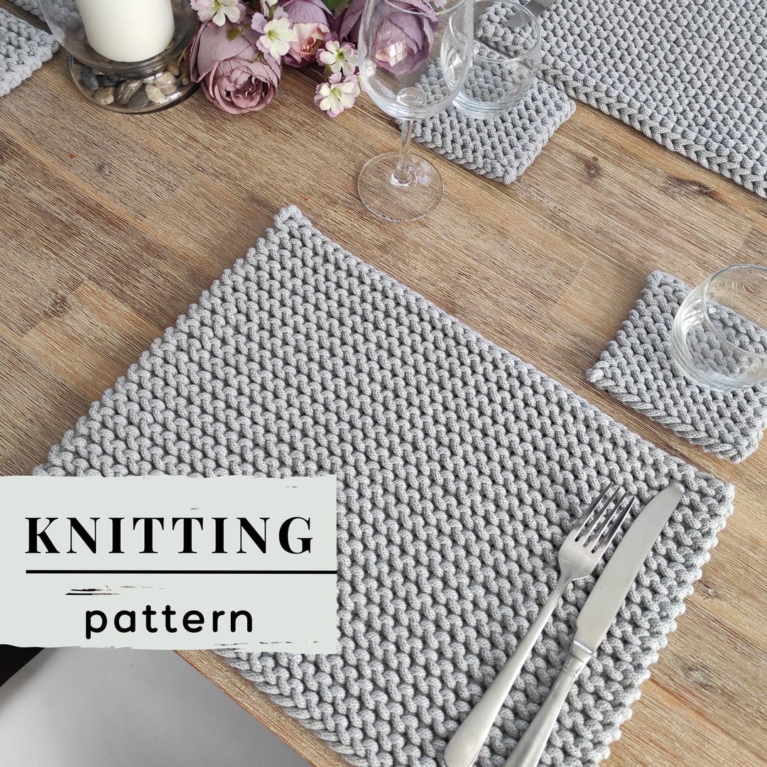 Placemat and Coaster Knitting Pattern, Easy Knit Table Decor - Etsy