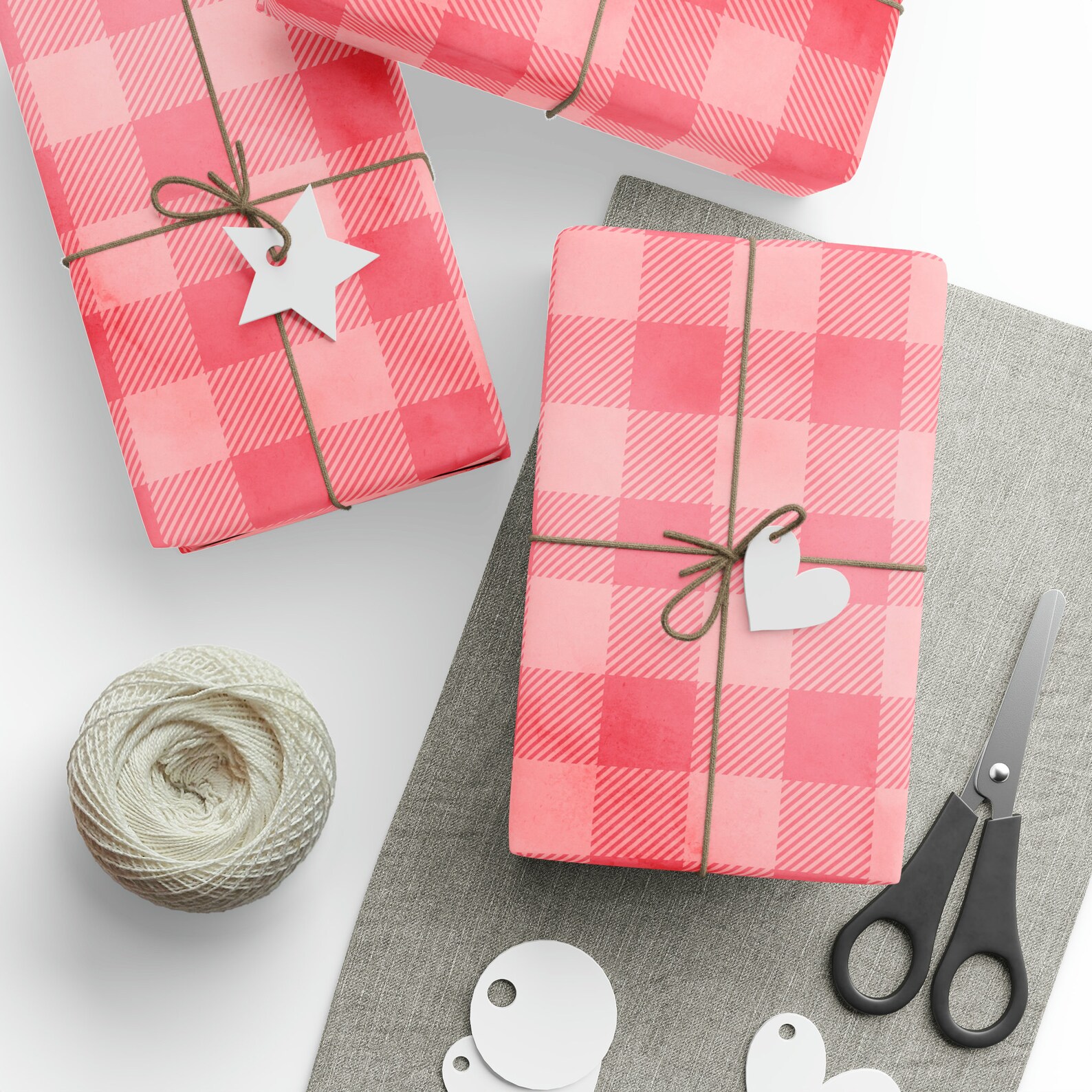 Gingham Red and Pink Wrapping Paper - Etsy