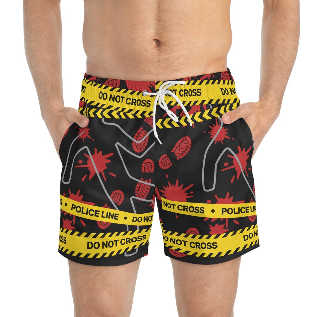 Crime Scene Black Swim Trunks - Etsy