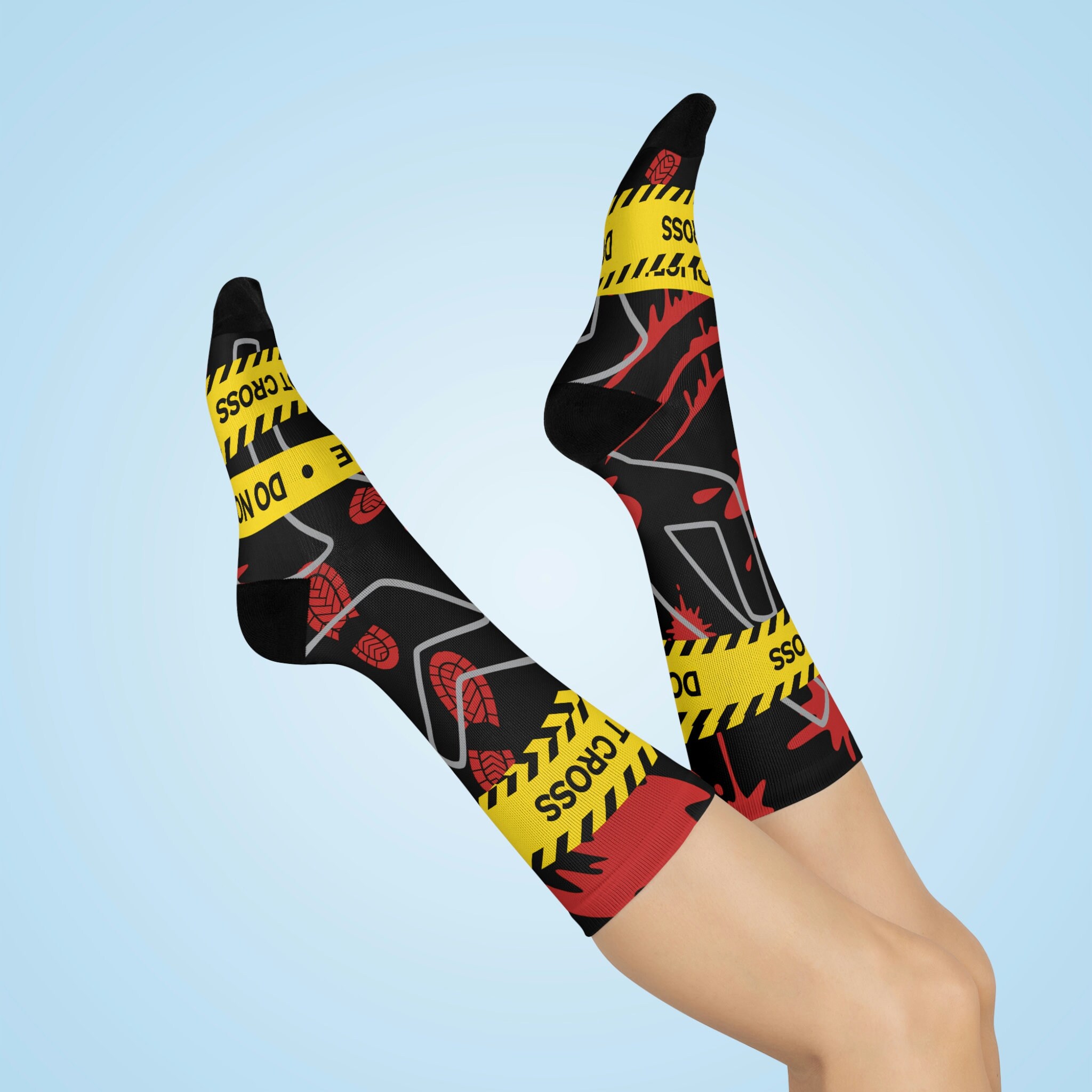 Crime Scene Black DTG Crew Socks Gift Sock Collection Fun Print ...