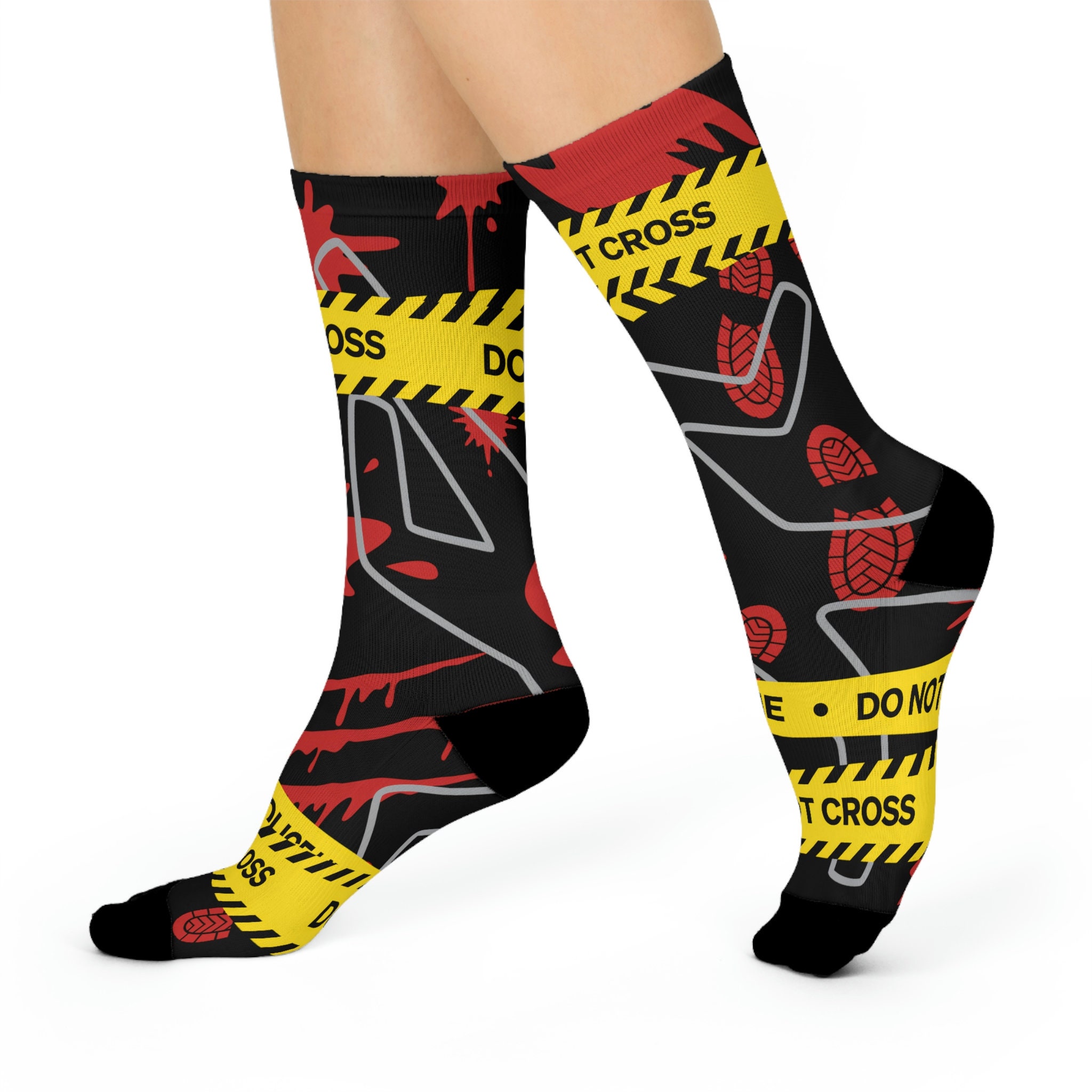 Crime Scene Black DTG Crew Socks Gift Sock Collection Fun Print ...