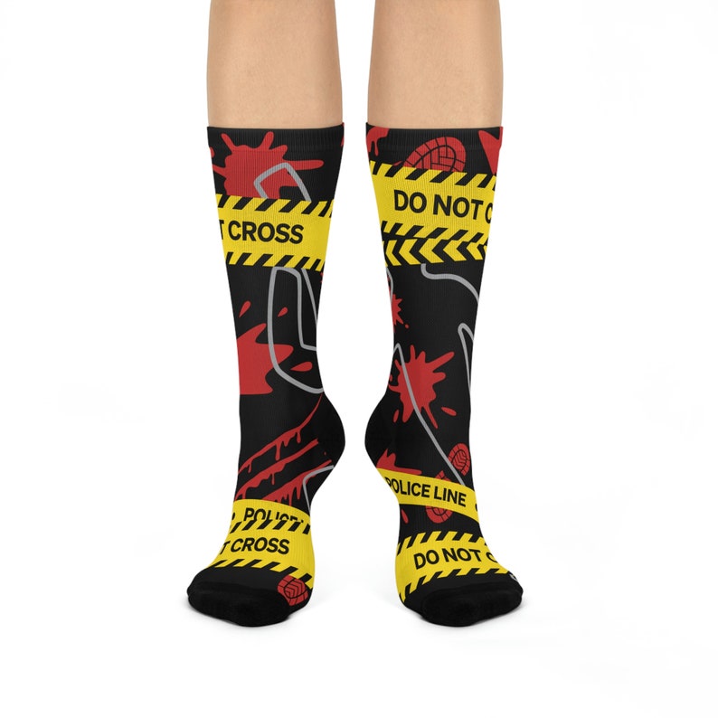 Crime Scene Black DTG Crew Socks Gift Sock Collection Fun Print ...