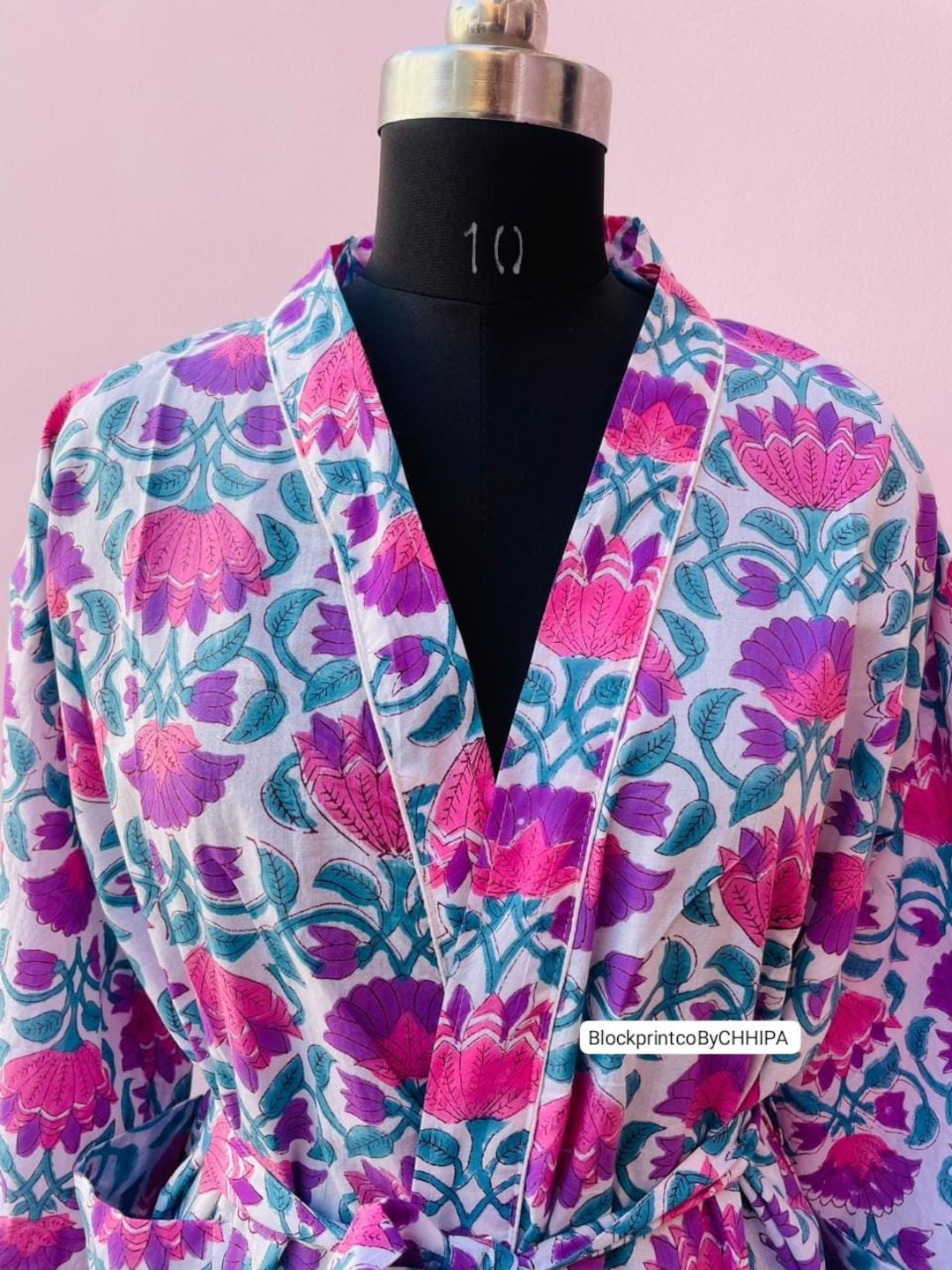 WHITE With Red Floral Print Indian Robe Soft and Comfortable - Etsy