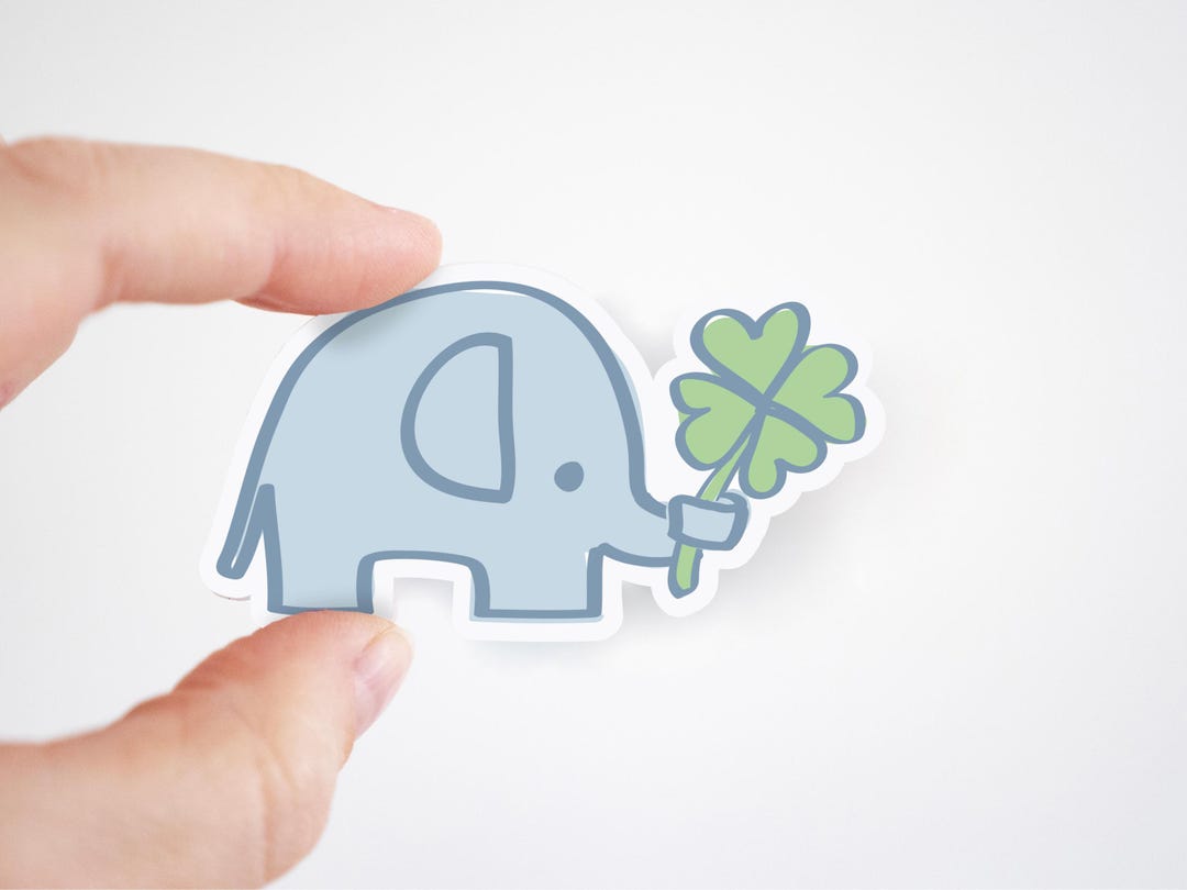 Sticker Elephant Tuffi With Clover Leaf / Durable, Robust, Long-lasting ...