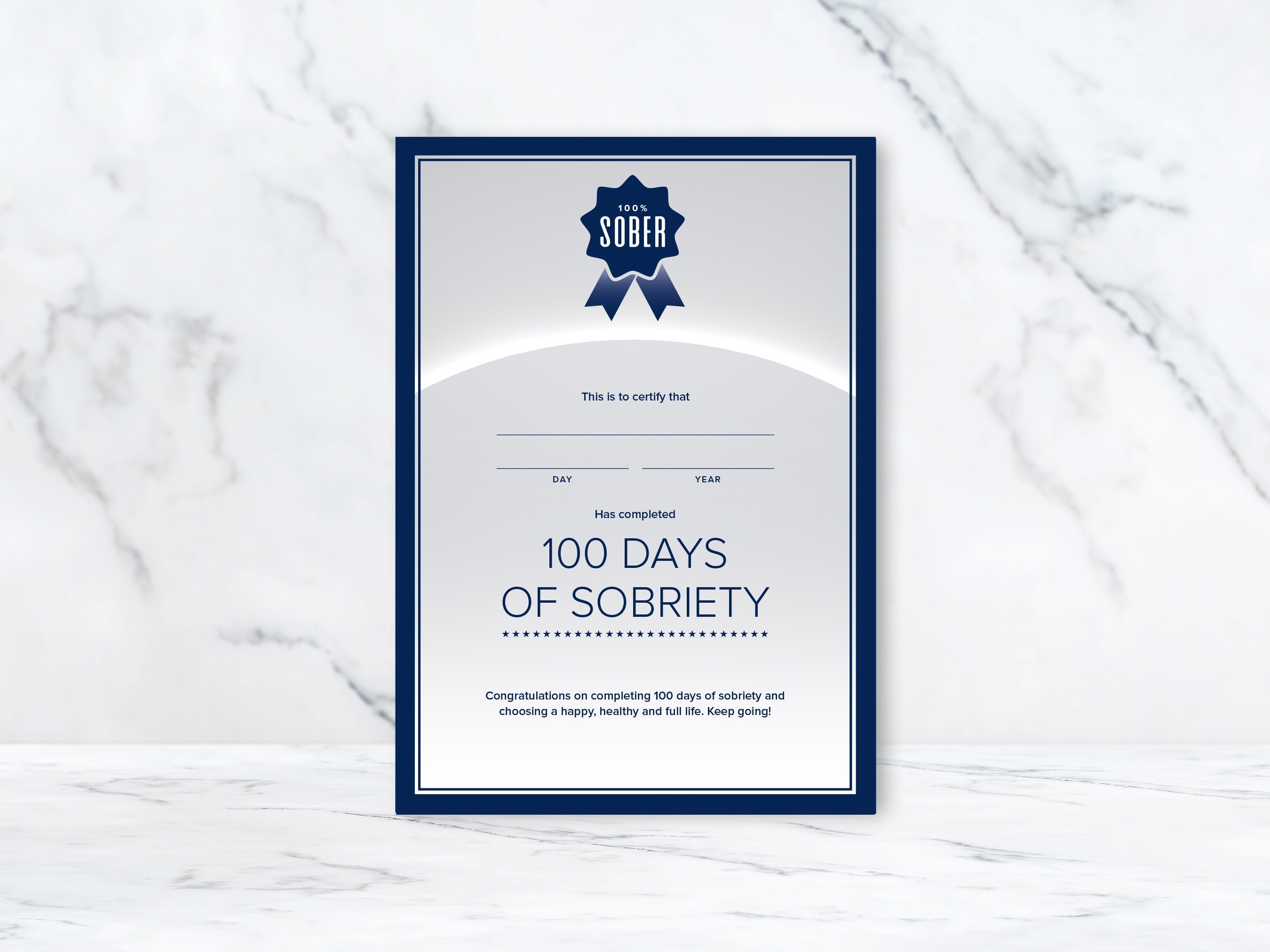 100 Days Sober Certificate - Digital Download - Etsy