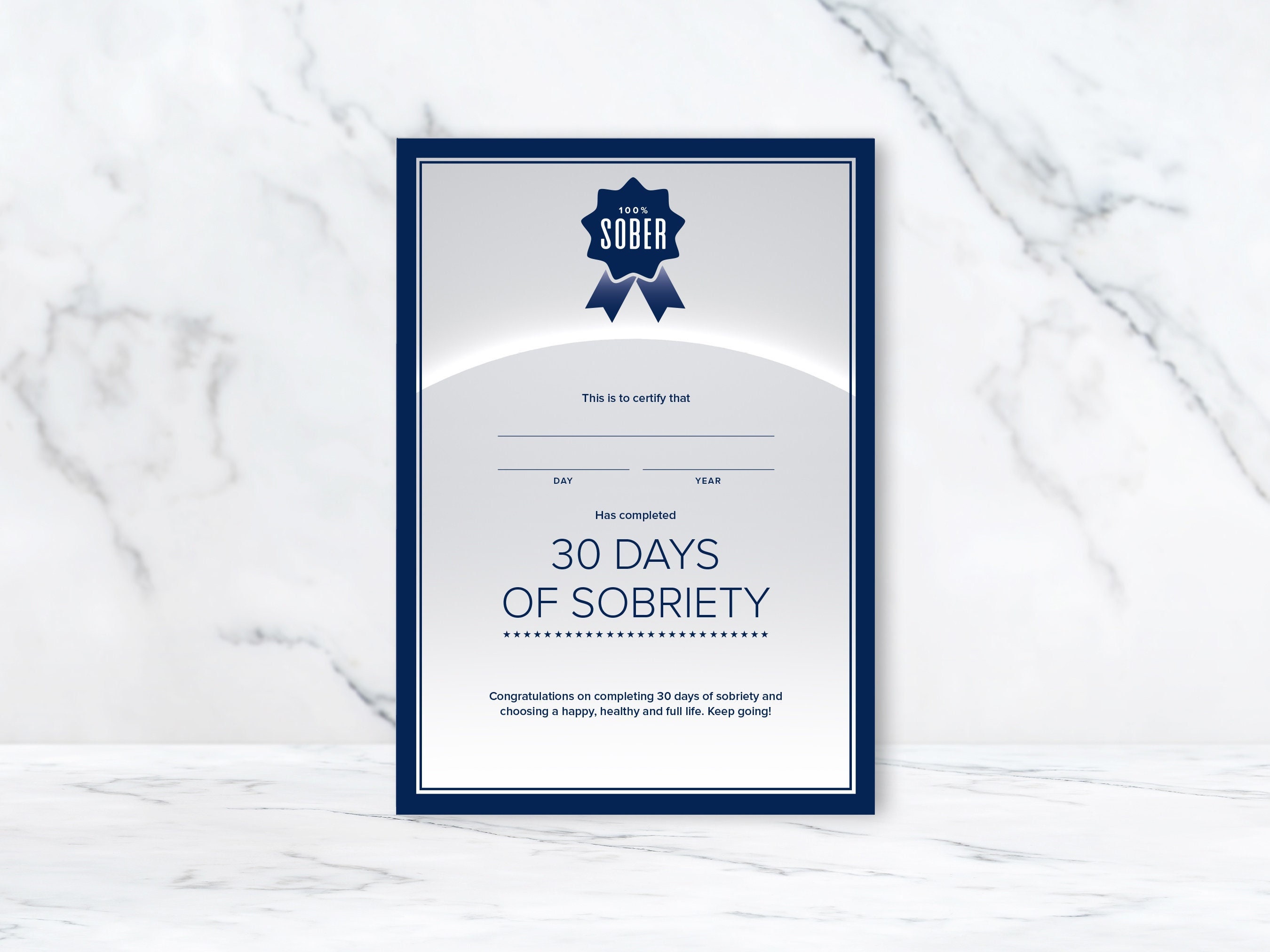 30 Days Sober Certificate - Digital Download - Etsy