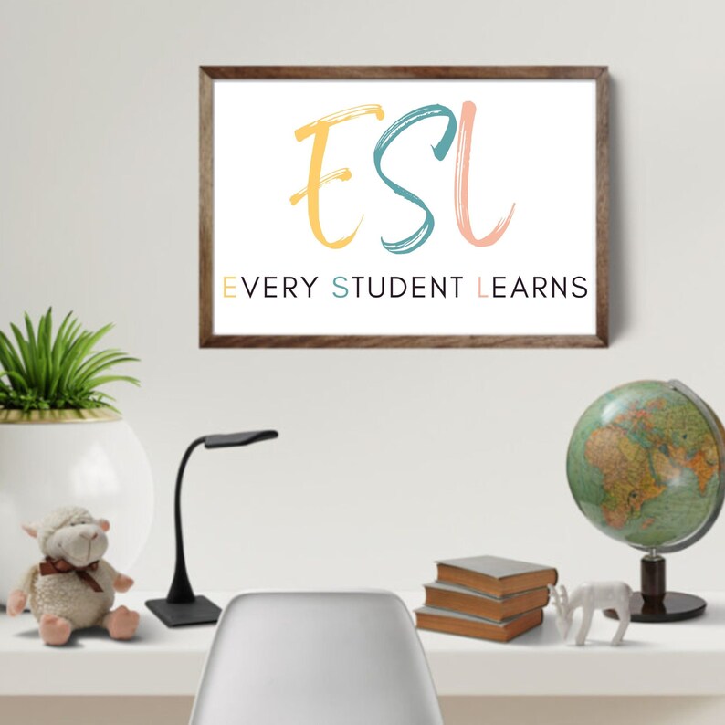 ESL Teacher ESL Wall Art ESL Classroom Teacher Tesol Art Teacher Wall ...