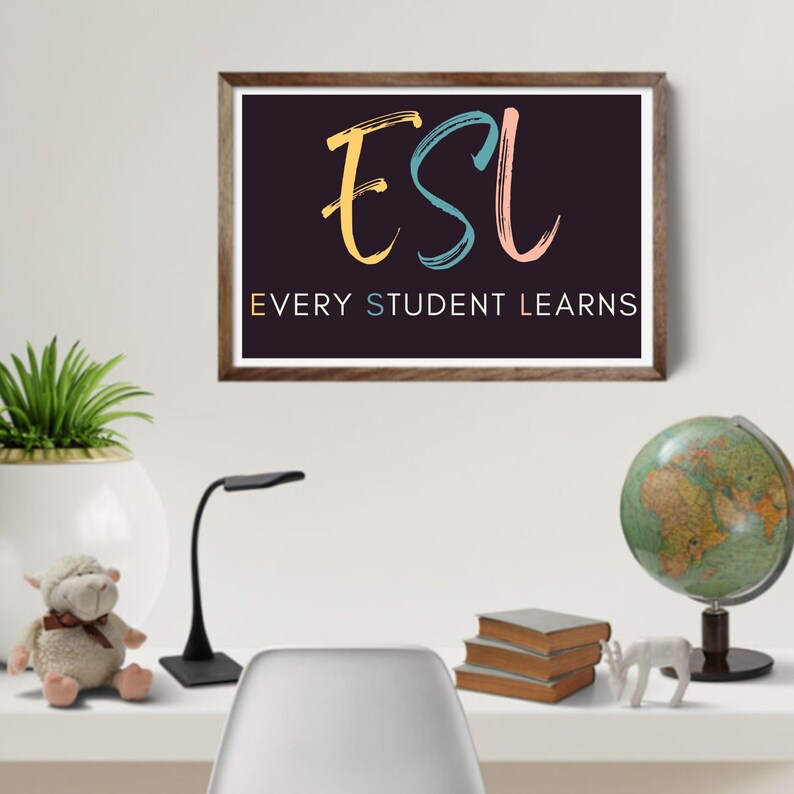 ESL Teacher ESL Wall Art ESL Classroom Teacher Tesol Art Teacher Wall ...