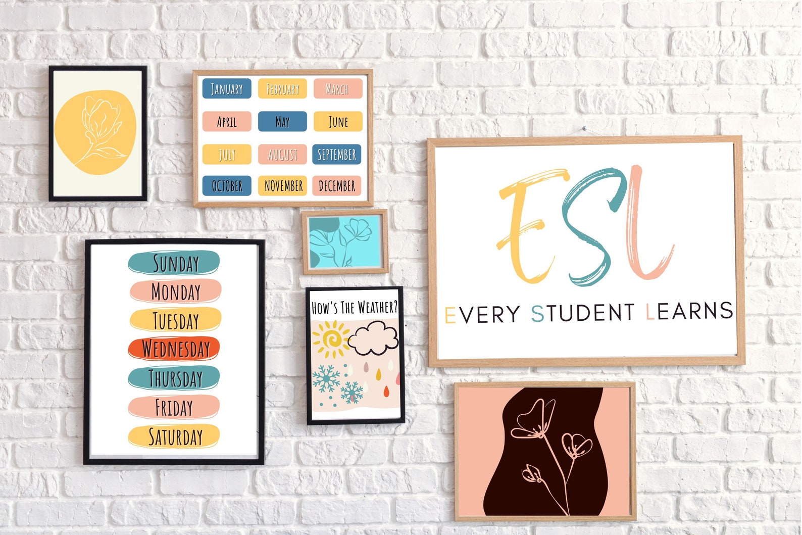 ESL Teacher ESL Wall Art ESL Classroom Teacher Tesol Art Teacher Wall ...