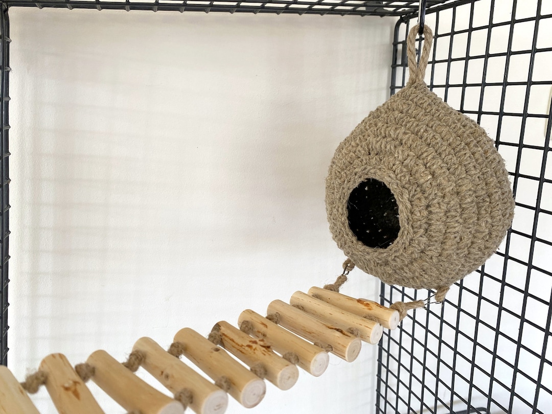 Crocheted Rat Hammock Hanging Small Pet Bed Mouse Hideout Sugar Glider ...