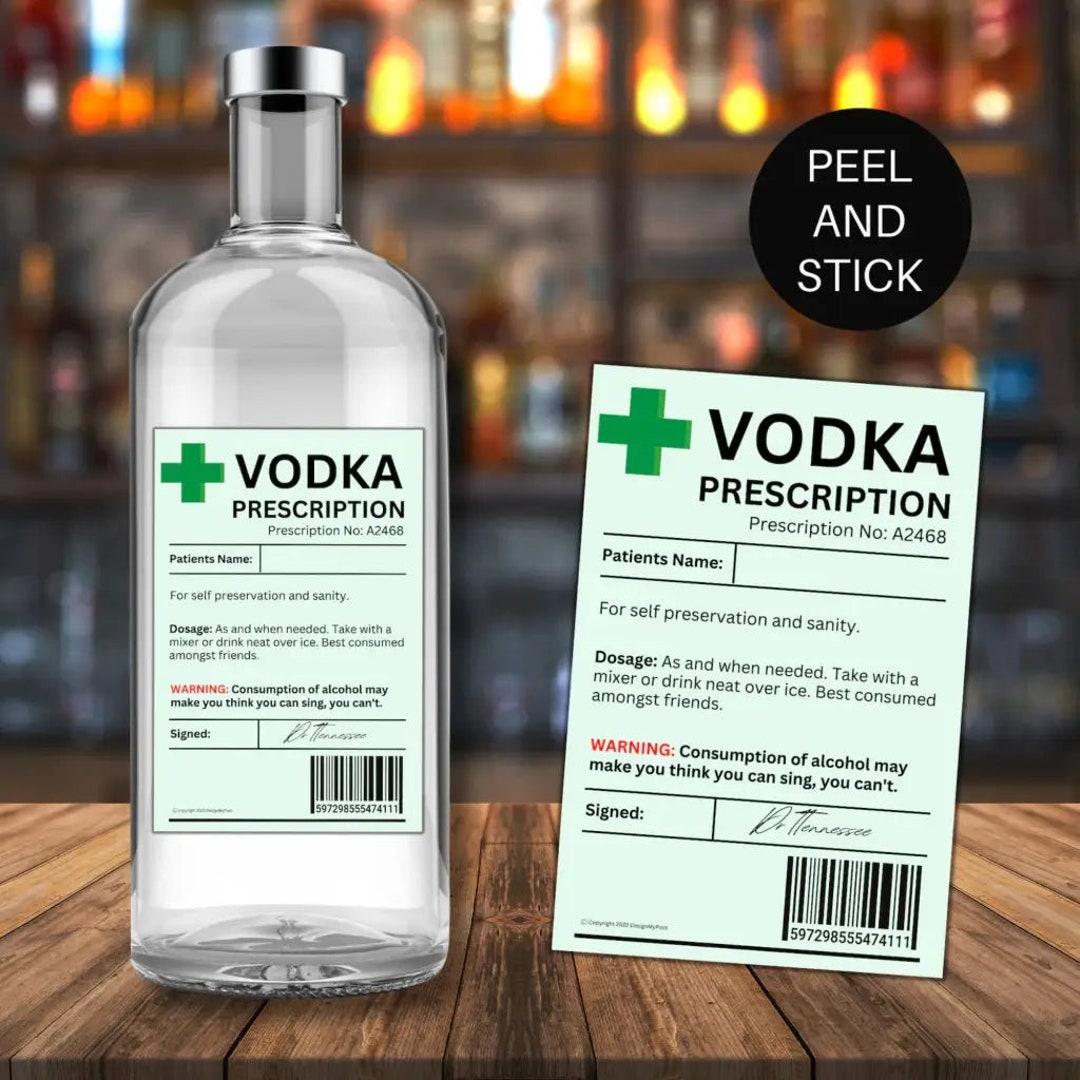 Emuworks Prescription Labels Vodka Prescription Labels, Funny Labels ...